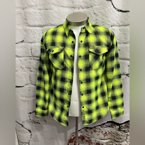 DIXXON | Tops | Dixxon Womens Medium Lizard Hi Vis Yellow Flannel Neon ...